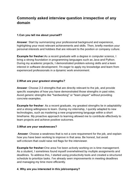 Most Asked Interview Questions Pdf Sustainability Web Development