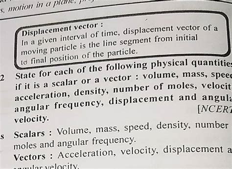 Displacement Vector In A Given Interval Of Time Displacement Vector Of