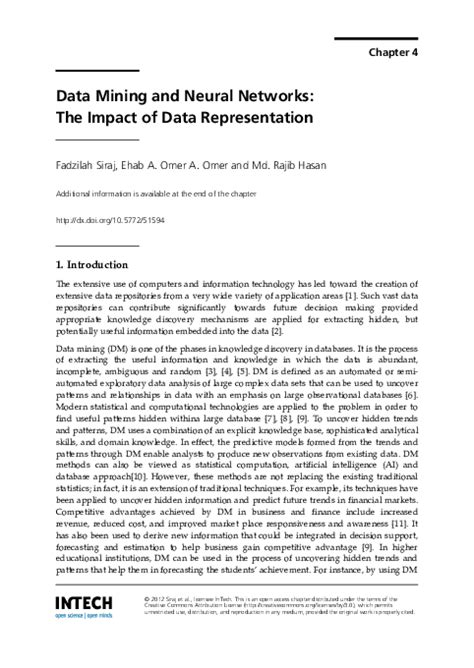 Pdf Data Mining And Neural Networks The Impact Of Data Representation