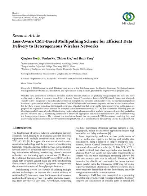 Pdf Loss Aware Cmt Based Multipathing Scheme For Efficient Data Delivery To Heterogeneous