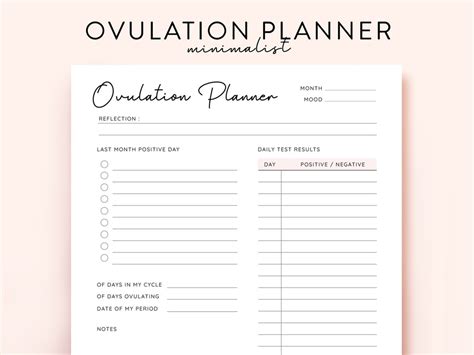 Ovulation Planner Printable Ovulation Test Strips Tracker Printable