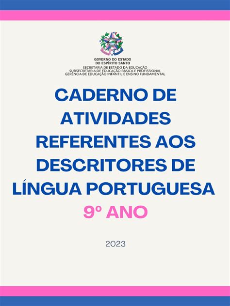 Caderno Descritores Língua Portuguesa 9º Ano Ens Fund Pdf