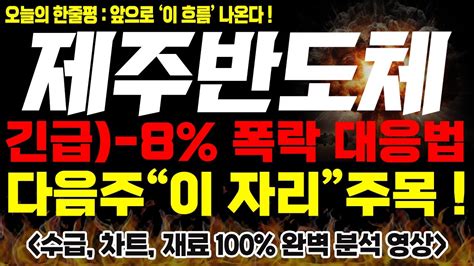 제주반도체 주가전망 🚨긴급🚨 8 폭락 대응법 다음주 이 자리 반드시 주목🔥 반도체 온디바이스 세력주 김프로 Youtube