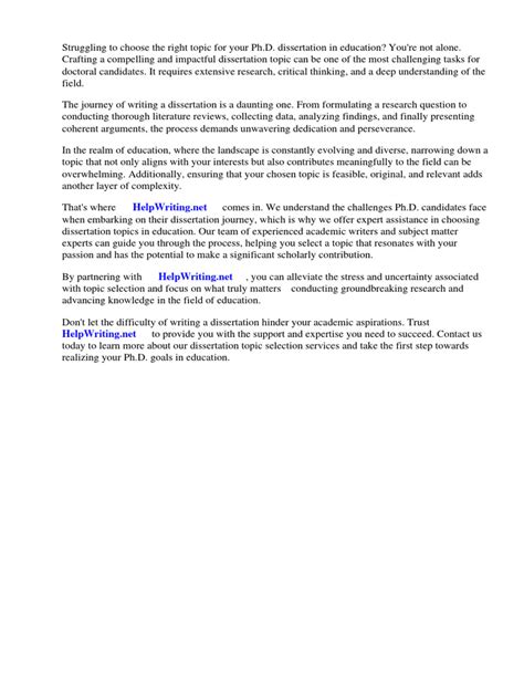 Phd Dissertation Topics In Education Pdf Thesis Expert