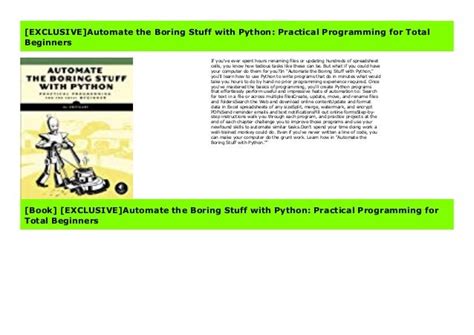 Exclusive Automate The Boring Stuff With Python Practical Programming For Total Beginners