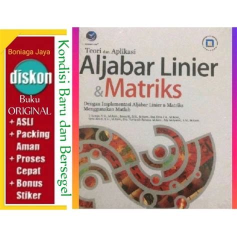 jual buku aljabar linear dan matriks dengan implementasi menggunakan matlab t sutojo shopee