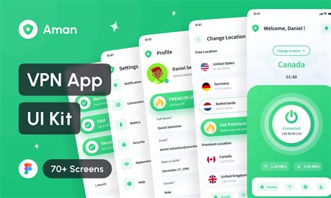 Aman Vpn App Ui Kit Figma