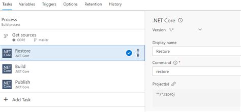 C Is There Anyway To Set Up Automated Build Task In Team Services For Xproj Net Core