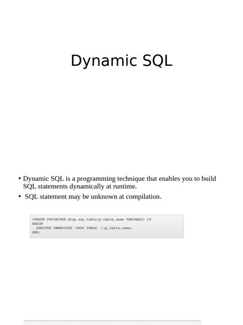 Dynamic Sql Pdf