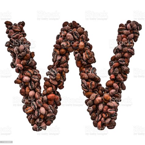 볶은 커피 콩 흰색 배경에 고립 된 3d 렌더링에서 알파벳 문자 W 0명에 대한 스톡 사진 및 기타 이미지 0명 3차원