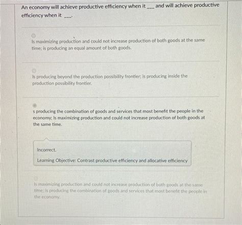 Solved An Economy Will Achieve Productive Efficiency When It Chegg Com