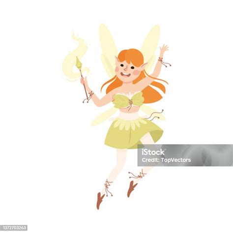 귀여운 소녀 요정 비행 와 날개 들고 마법 지팡이 벡터 일러스트 0명에 대한 스톡 벡터 아트 및 기타 이미지 0명 귀여운 날기 Istock