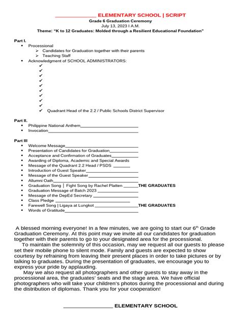Script For Graduation Pdf