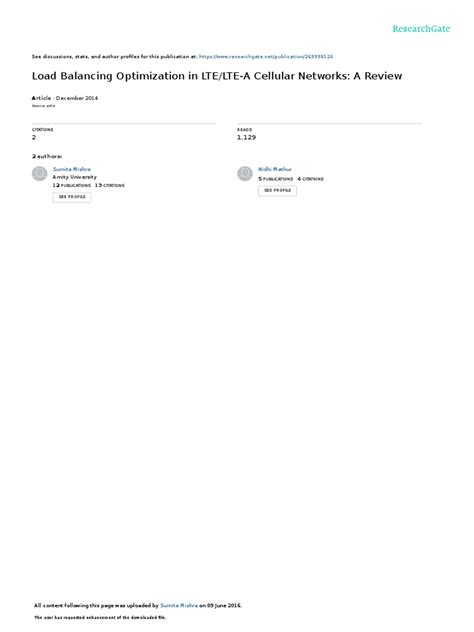 Load Balancing Optimization In Ltelte A Cellular N Pdf Lte Advanced