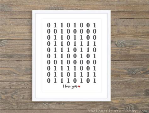 Binary Code Art Print I Love You Binary Code Wall Art Binary Code
