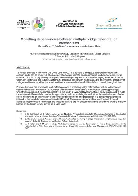 Pdf Modelling Dependencies Between Multiple Bridge Deterioration
