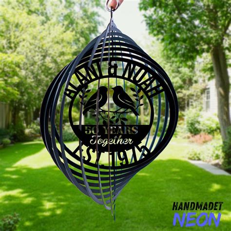 Personalized 50th Wedding Anniversary Metal Wind Spinner Custom Couple