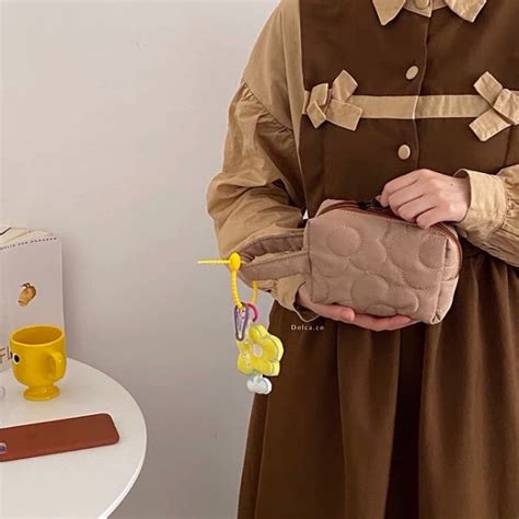 Jual [dolca] Puffy Cute Flowers Makeup Pouch Pastel Tempat Makeup