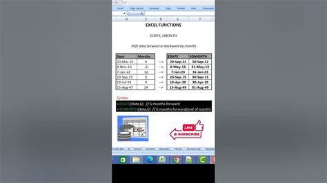 Shorts Excel Exceltutorial Excelformulas Datefunction Edate Eomonth Youtube