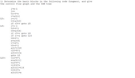 Solved Determine The Basic Blocks In The Following Code Chegg