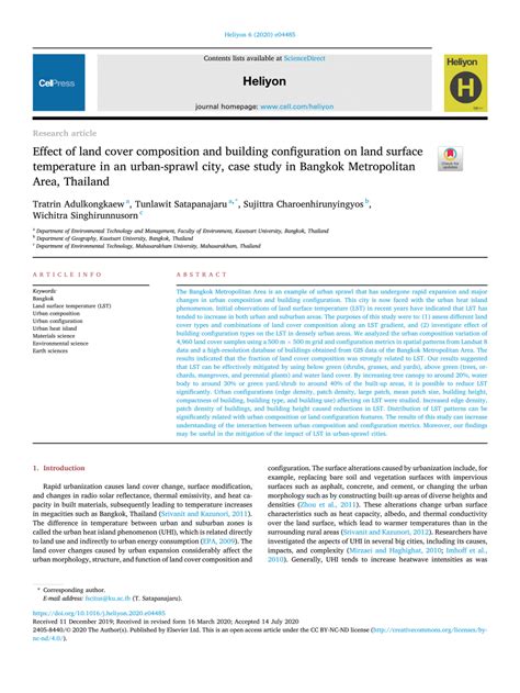 Pdf Effect Of Land Cover Composition And Building Configuration On Land Surface Temperature In