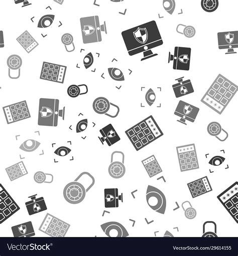 Set Computer Monitor And Shield Eye Scan Vector Image