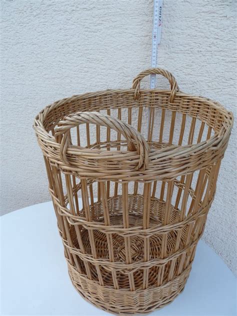 Großer Alter Weidenkorb Wäschekorb Rattan 2 Henkel Höhe 54 Cm In