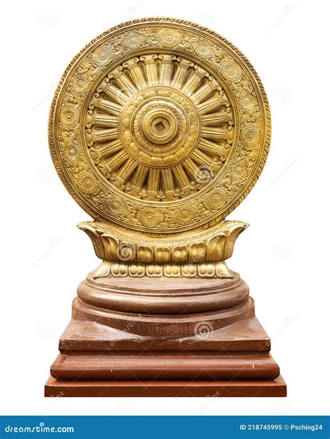 Golden Dharmachakra On White Background Stock Image Image Of Golden