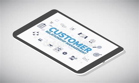 Crm Customer Relationship Management Concept On Tablet Screen With Isometric 3d Style Stock