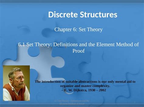 Pptx Chapter 6 Set Theory 6 1 Set Theory Definitions And The Element Method Of Proof 1 6 1