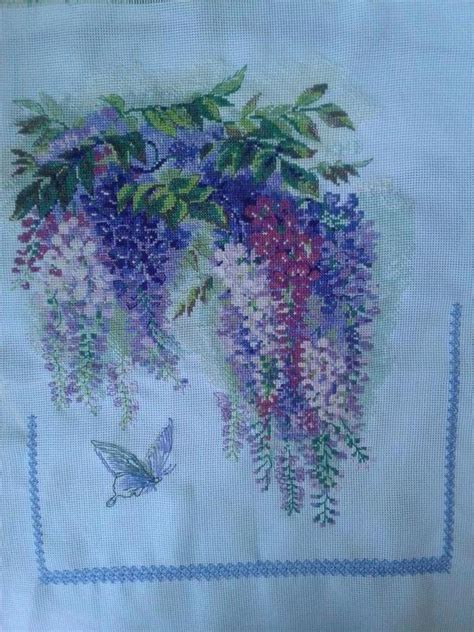 Картина вышитая глициния — цена 1000 грн в каталоге Картины Купить товары для дома и быта по