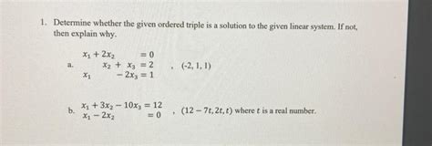 solved 1 determine whether the given ordered triple is a