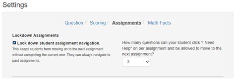 Lockdown Student Assignments Option My Math Assistant