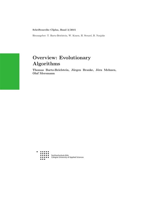 Pdf Overview Evolutionary Algorithms