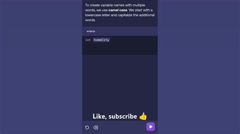 day 2 learn the use of camelcase in creating variables javascript