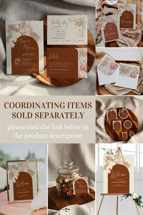 Rust Wedding Invitation Template Boho Tropical Desert Etsy