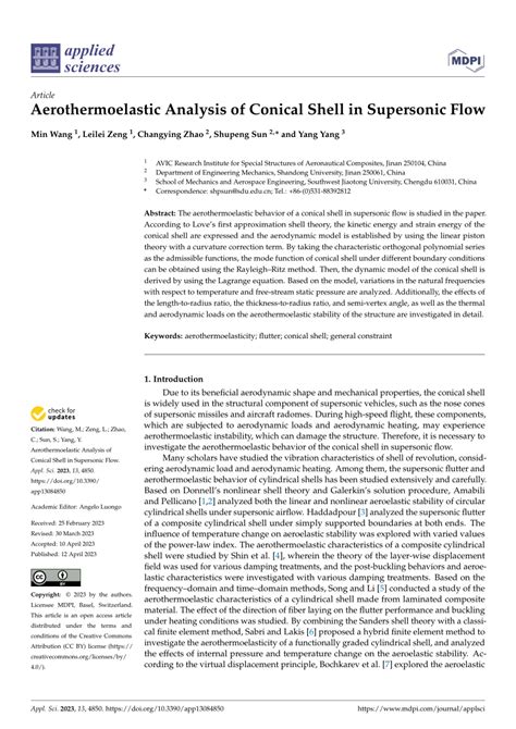 Pdf Aerothermoelastic Analysis Of Conical Shell In Supersonic Flow