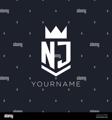 Nj Logo With Shield And Crown Initial Monogram Logo Design Ideas Stock