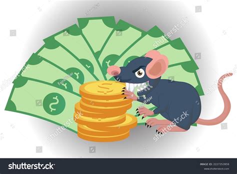Illustration Greedy Mouse Front Money Stock Vector Royalty Free