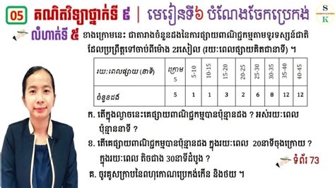 គណិតថ្នាក់ទី៩ មេរៀនទី6 បំណែងចែកប្រេកង់ លំហាត់ទី5 សង់ពហុកោណប្រេកង់កើន Khmer Math Grade 9
