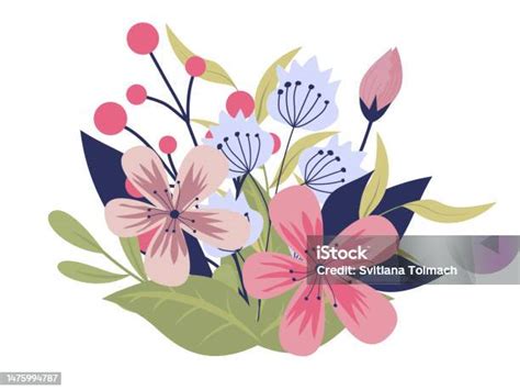 꽃 가지의 집합입니다 꽃과 결혼식 개념 꽃 포스터 초대 인사말 카드 또는 초대장 디자인을 위한 벡터 배열 가을 단풍에 대한 스톡 벡터 아트 및 기타 이미지 Istock
