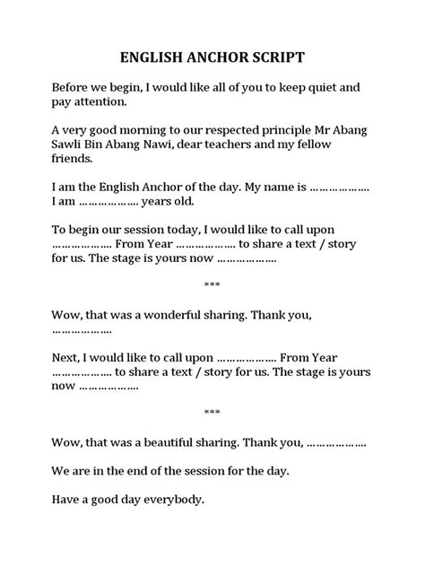 English Anchor Script Pdf