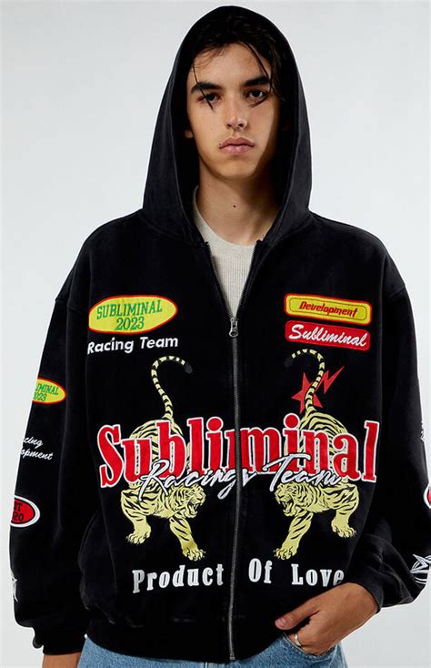 Pacsun Subliminal Racing Full Zip Hoodie Pacsun