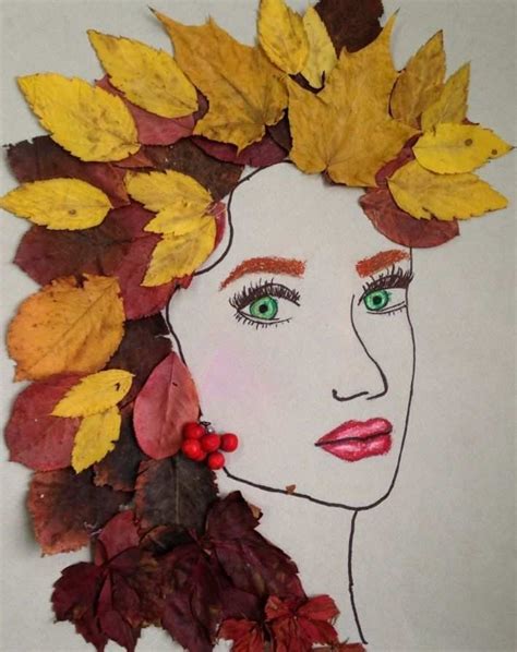 Шаблон девушка осень из листьев 48 фото