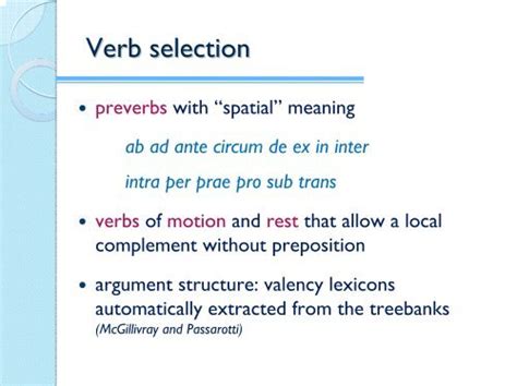 Verb Selection • Pre