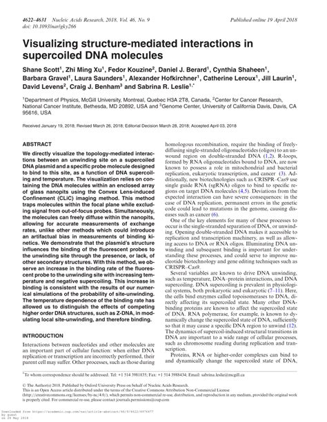 Pdf Visualizing Structure Mediated Interactions In Supercoiled Dna Molecules
