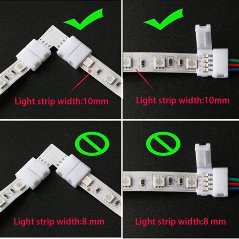 10pc 4 Pin Led Strip Connector Kit With T Shaped L Vicedeal