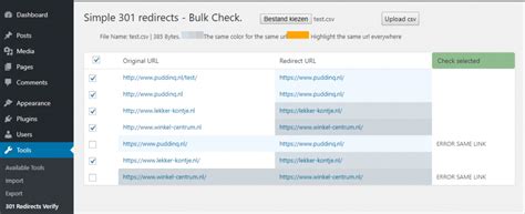 simple 301 redirects bulk check