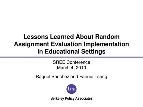 Ppt Lessons Learned About Random Assignment Evaluation Implementation
