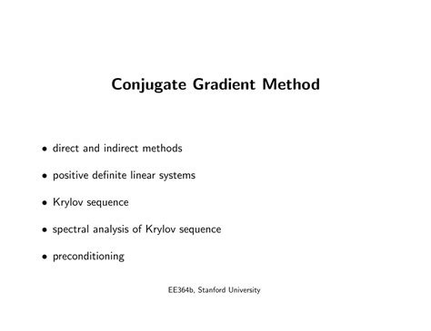 Pdf Conjugate Gradient Method Stanford University · • Indirect Iterative Methods Runtime